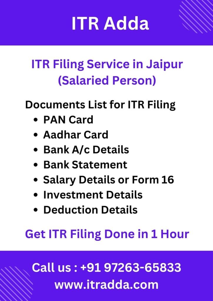 ITR Filing Consultant in Jaipur - CA for Income Tax Return in Jaipur